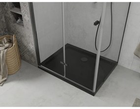 Mexen Lima, sprchový kout se skládacími dveřmi 100 (dveře) x 80 (stěna) cm, 6mm čiré sklo, černý profil + slim sprchová vanička černá s černým sifonem, 856-100-080-70-00-4070B