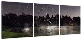 Obraz - Deštivý večer (s hodinami) (90x30 cm)
