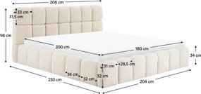 Postel s kovovým roštem a úložným prostorem, 180x200, béžová, SORELA Kondela 0000414041