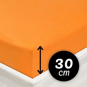 Jersey napínací prostěradlo na vysokou matraci JR-006 Oranžové 180 x 200 - výška 30 cm