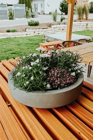 Mísa na květiny ESCADA LOW, sklolaminát, Ø 45 cm, šedá - beton design
