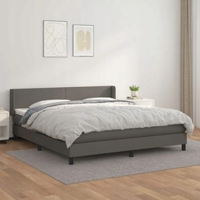 Fionshop 264244493 Box spring postel s matrací šedá 180x200 cm umělá kůže