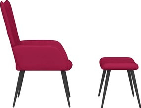 Relaxační křeslo se stoličkou vínové samet 327693