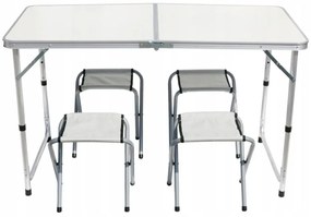 Bestent Kempingový stůl 120x60cm a 4 židle White
