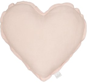 Cotton &amp; Sweets Lněný polštář srdce pudrově růžová 44cm