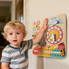 Costway Montessori dřevěné hračky pro batolata Výukové hodiny Denní dětský