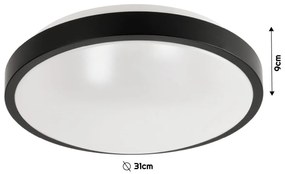 ECO LIGHT LED stropní svítidlo 2xE27 kulatá černá + 2x E27 10W neutrální bílá