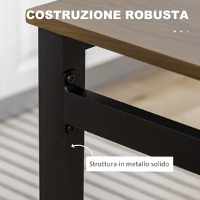 HOMCOM 5-dílná jídelní souprava se 1 obdélníkovým stolem 100x63x76.5 cm a 4 židlemi 45x40x82 cm, v kovu a MDF, černá a hnědá