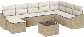 Set pohovek 9 ks Béžová polyratan 3346851