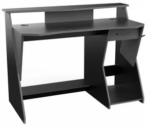 PC psací stůl šedý černý Skin