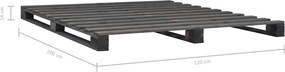 Rám postele z palet šedý masivní borovice 120 x 200 cm 285250