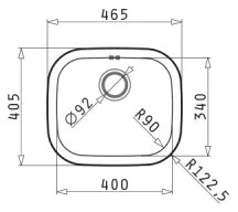 Pyramis 100080101 - Kuchyňský dřez KIBA SQUARE 46,5x40,5 cm