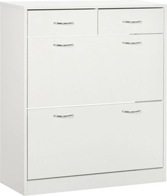 HOMCOM Úzký botník s 2 sklápěcími zásuvkami a 2 vyjímatelnými zásuvkami pro 12 párů bot, pro vstupní prostory, 80x30x91,5 cm, bílý | Aosom