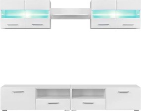 vidaXL 5dílná obývací stěna s LED osvětlením s vysokým leskem [246027] Barva: Černá