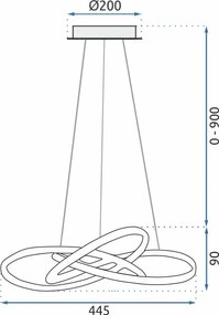 Toolight - Moderní LED kruhové závěsné stropní svítidlo + dálkové ovládání APP390-CP, zlatá, OSW-06906