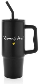 KRÁSNÝ DEN - černý cestovní termohrnek 900 ml