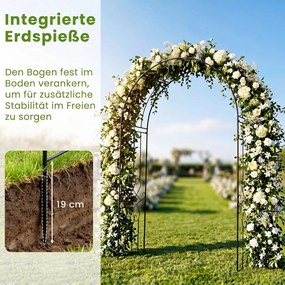 Costway Zahradní oblouk kovový oblouk růží s 4 broušeným hrotem růžová mříž