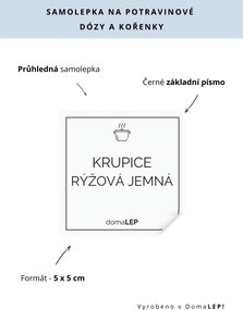 KRUPICE RÝŽOVÁ JEMNÁ – průhledná samolepka na dózu, 5 × 5 cm | DomaLEP