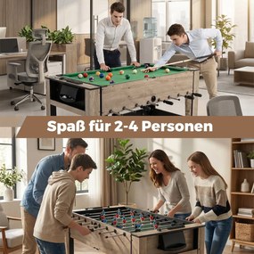 Costway 2 v 1 Otočný hrací stůl 124 cm Souprava stolního fotbalu a kulečníku