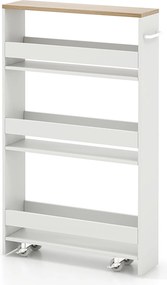 Costway Tenký úložný vozík s 4 patry úzký mobilní servírovací vozík s otevřenými