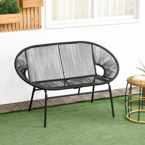 Outsunny Ratanové křeslo, relaxační křeslo ve stylu Boho, 132 cm x 72 cm x 83 cm, černá