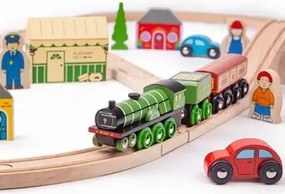 Bigjigs Rail Dřevěná vláčkodráha Flying scotsman / 40 dílů / od 3 let
