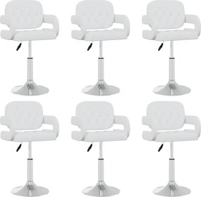 vidaXL Otočné jídelní židle 6 ks umělá kůže [3089116] Barva: Bílá