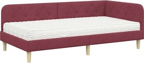 Rohový rám postele Víno Červené 100 x 200 cm textil 3394128