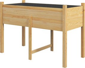 Outsunny Vyvýšený městský zahradní dřevěný pěstební stůl 115x55x80 cm s netkanou textilií pro pěstování rostlin, květin a zeleniny