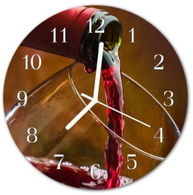 Nástenné skleněné hodiny víno fi 30 cm