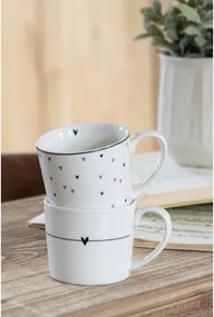 Bílý hrnek se srdíčky Lovely Day - 12*8*7 cm / 275 ml