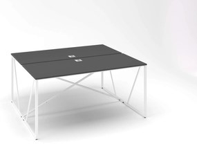 Psací stůl Dvoumístný Lenza PROX 158/67 Dekor stolové desky: černý grafit, Barva podnože: bílá