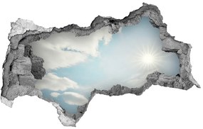 Wallmuralia Díra 3D ve zdi nálepka Mraky na nebi 95x73 cm