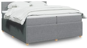 Box spring postel s matrací světle šedá 200 x 200 cm textil