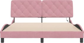 Rám postele s LED bez matrace růžový 160 x 200 cm samet 3213866