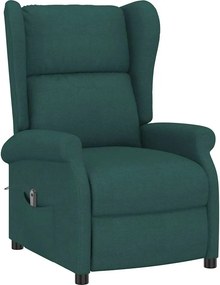 Elektrické polohovací křeslo ušák tmavě zelené textil 3098325