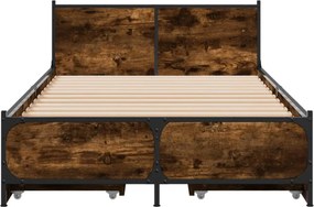 Rám postele se zásuvkami kouřový dub 75x190 cm kompozitní dřevo 3279974