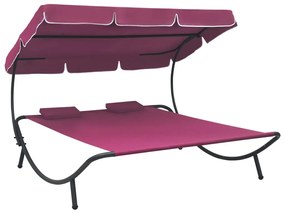 313524 vidaXL Zahradní postel s baldachýnem a polštáři růžová