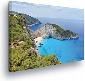 Obraz 100x75 Rajský koutek tyrkysová zátoka Řecko Navagio vrak krajina