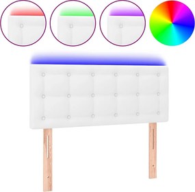 Čelo postele s LED bílé 80 x 5 x 78/88 cm umělá kůže 3121685