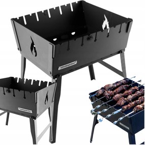 Mangal Grill Kufr na 6 špízů Uhlíkový Skládací Kov 2 mm Kompaktní