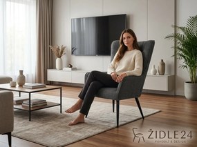 Relaxační křeslo ušák WIPPY - šedá látka
