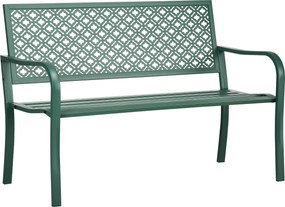Zahradní lavice Outsunny z oceli, dvoumístná parková lavice s opěradlem a područkami, lavice s květinovým vzorem, pro zahradu, balkon, max. 240 kg, tm