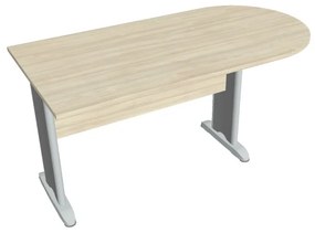 Stůl jednací oblouk 160 cm - Hobis Cross CP 1600 1 Dekor stolové desky: akát, Dekor lamino podnože: akát, Barva nohou: Stříbrná