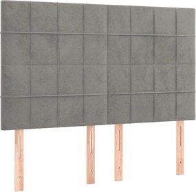 Box spring postel s matrací a LED světle šedá 140x200 cm samet 3136125