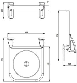 Deante Lehnen, nástěnné sklopné sedátko 430x500 mm, antracitová, DEA-NIL_T51A