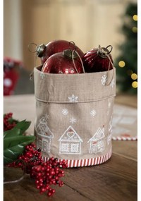 Hnědá bavlněná chňapka s motivem perníkových domečků Gingerbread Bliss – 18x30 cm