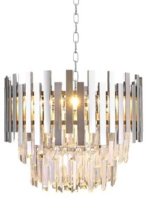 Lustr Aspen, 1x křišťálové/chromové kovové stínítko, (fi 45cm), ch
