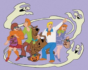 Malování podle čísel záhady s.r.o. a duchové o halloweenu (scooby doo), 40x50 cm, vypnuté plátno na rám