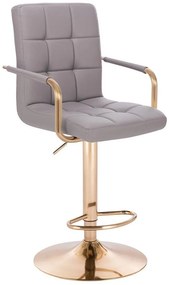 LuxuryForm DESIGN Barová židle VERONA GOLD na zlaté kulaté podstavě - šedá